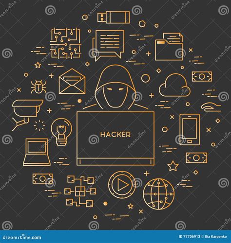 Gold Concept Of Hacking And Internet Crimes Stock Illustration