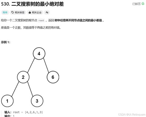 85二叉搜索树的最小绝对差getminimumdifference Csdn博客