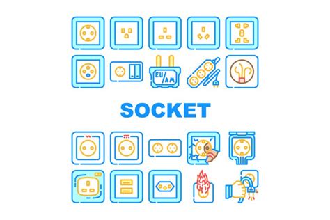 Socket Power Electrical Accessory Icons Set Vector 2236456