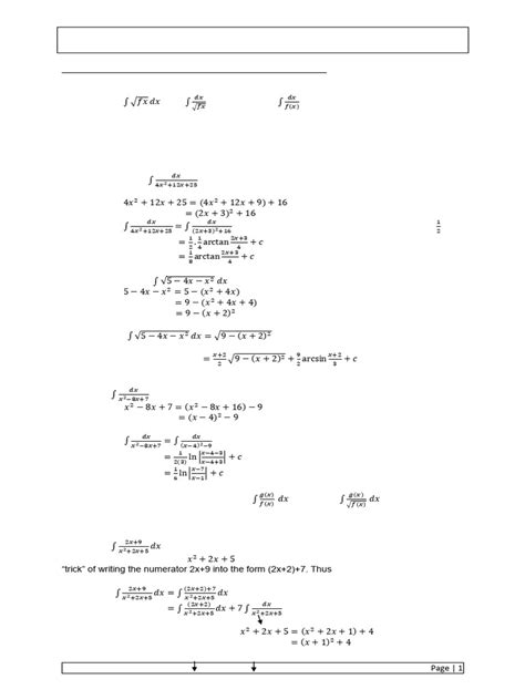 Solving For The Anti Derivative Using Quadratic Expression Pdf