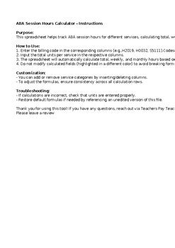 ABA Insurance Hours Calculator By MindScape Market TPT