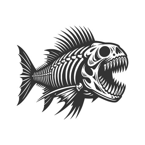 Toothy Fish Skeleton Art Illustration 46105994 Vector Art At Vecteezy