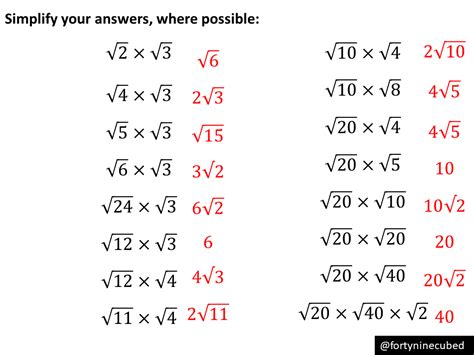 Multiplying And Simplifying Surds Variation Theory