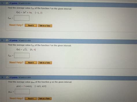 solved find the average value f ave of the function f on the