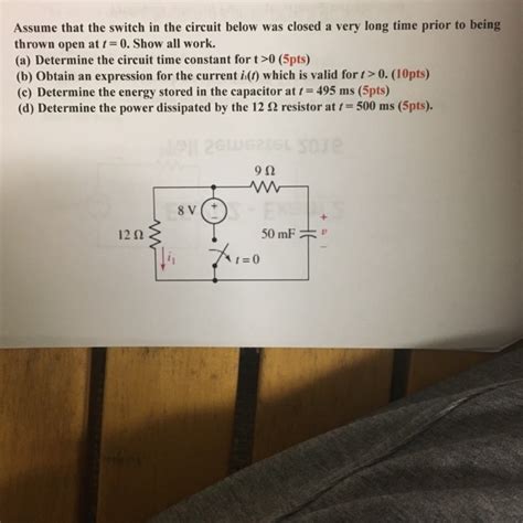 Solved Assume That The Switch In The Circuit Below Was Chegg