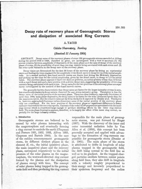 Pdf Decay Rate Of Recovery Phase Of Geomagnetic Storms And
