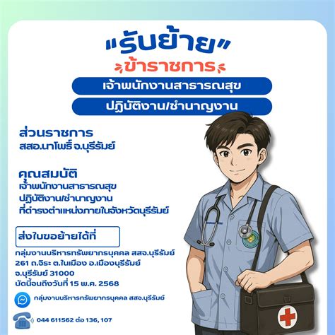 กลุ่มงานบริหารทรัพยากรบุคคล สสจ บุรีรัมย์ รับสมัครลูกจ้างชั่วคราว รายเดือน จ้างใหม่ หรือ