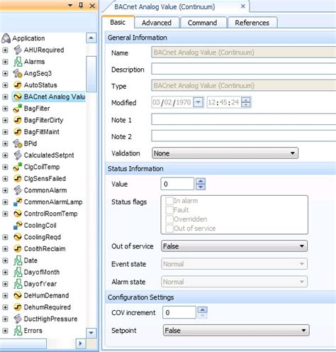 Configuring A Setpoint In A Struxureware Bacnet B3 Controller