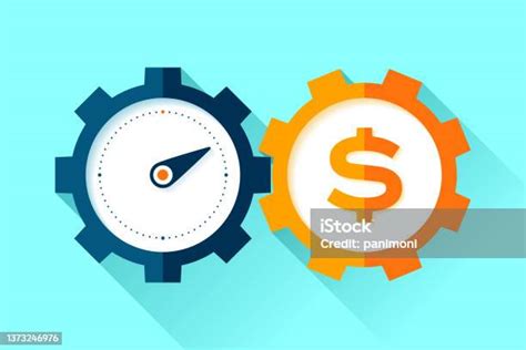 기어와 스톱 워치와 달러 시간은 돈 투자 메커니즘 당신을위한 벡터 디자인 개체 프로젝트 미국 화폐 단위에 대한 스톡 벡터 아트 및 기타 이미지 Istock