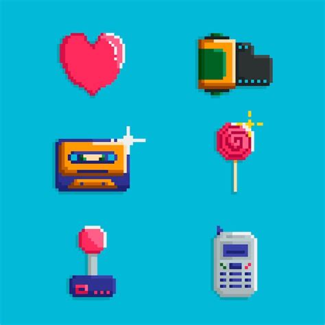 Free Vector Flat Design Pixel Art Element Collection