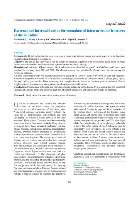 Pdf External And Internal Fixation For Comminuted Intra Articular