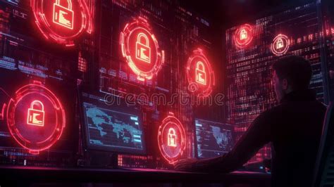 Cybersecurity Expert Monitors Network Security Late At Night Stock Image Image Of Surveillance
