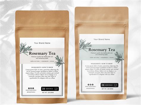 Editable Tea Pouch Label Tea Packaging Labels Pouch Label Etsy
