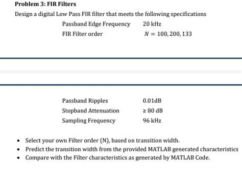 Solved Problem 3 Fir Filters Design A Digital Low Pass Fir