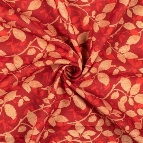 Red And Beige Leaf Pattern Digital Printed Fabric Rayon At ₹ 40meter