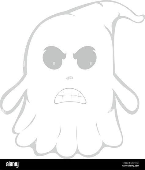 Vector Illustration Of A Cartoon Ghost With An Angry Expression Stock