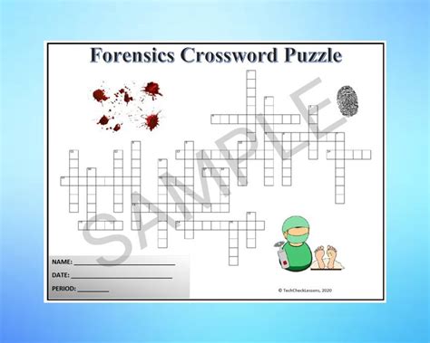 Forensics Crossword Puzzle Printable Worksheet Digital Download