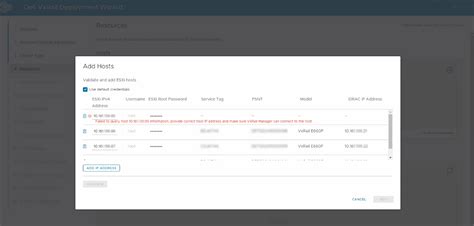 VxRail Failed To Query Host X X X X Information Provide Correct Host