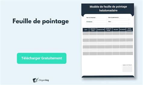 Modèle Excel de feuille de pointage I Organilog