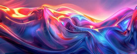 Abstract Iridescent Background Design 3d Render Featuring A Dynamic Array Of Swirling Lines