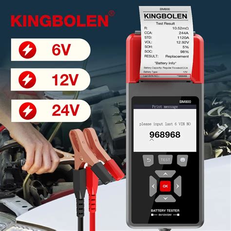 Kingbolen Bm800 자동차 배터리 테스터 6v 12v 24v100 2000 Cca 자동차 배터리 분석기 인쇄 기능 포함 자동차 배터리 도구자동차 배터리