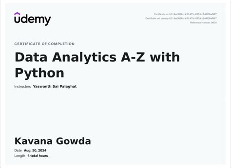 Kavana S On Linkedin Dataanalytics Python Continuouslearning Udemy
