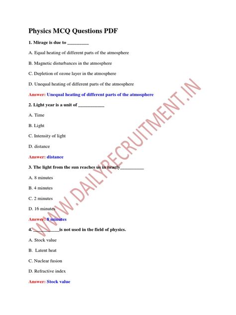 Physics Mcq Questions Pdf Pdf