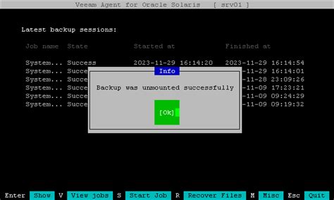 Step 4 Stop Backup Mount Session Veeam Agent For Oracle Solaris User