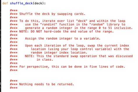 Solved ∗∗∗ Shuffle The Deck By Swapping Cards