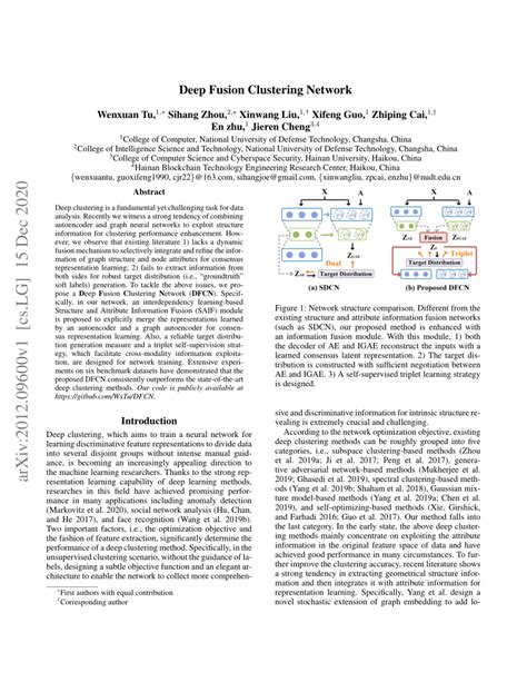 Pdf Deep Fusion Clustering Network