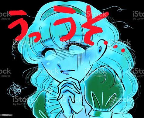 70 년대 쇼조 만화와 번개 배경에서 무언가를 진심으로 기원하여 그녀의 손을 건너는 아름다운 금발 여성의 컬러 일러스트 가짜 속눈썹에 대한 스톡 벡터 아트 및 기타 이미지