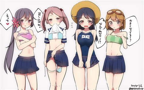 Oboro KanColle School Swimsuits Anime Girls Ushio KanColle Akebono