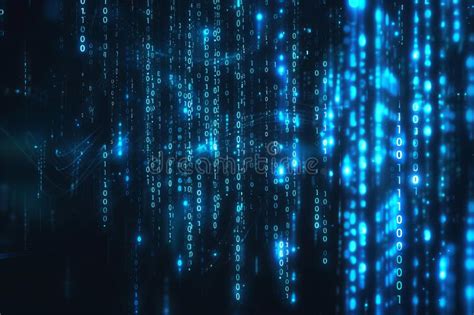 Abstract Background With Blue Glowing Binary Code And Distorted