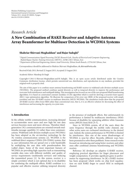pdf a new combination of rake receiver and adaptive antenna array