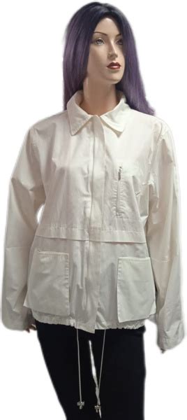 Ветровка Женский Карманы Молния приглушенно белый классический Полиэстер Хлопок размер 46