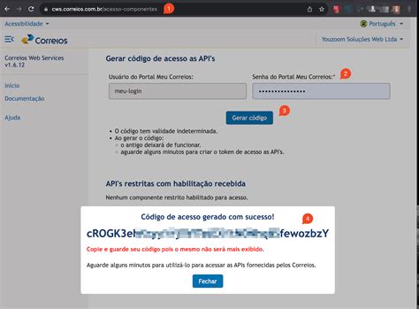 como gerar o código de acesso a nova api dos correios configurações de entrega suporte