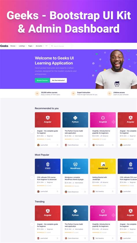 geeks bootstrap ui kit and admin dashboard web design business website