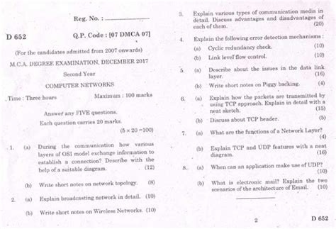 Bharathiar University Mca Computer Networks December 2017 Question Paper University