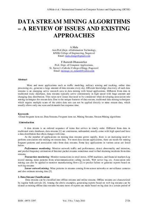 Pdf Data Stream Mining Algorithms A Review Of Issues And Existing