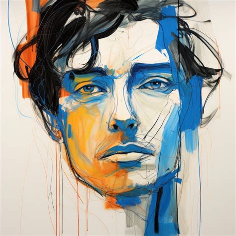 Expressive Portrait Vibrant Brush Strokes And Intense Gaze Premium Ai