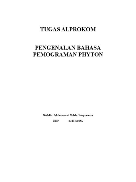 Pengenalan Dasar Pemrograman Python Pdf