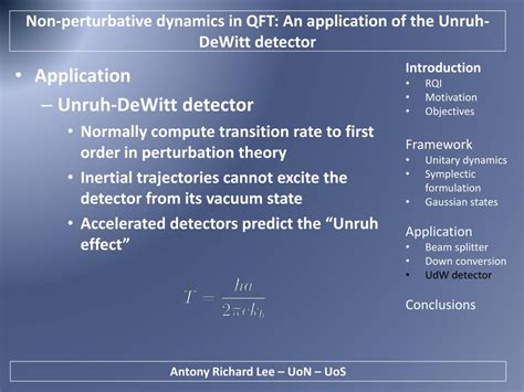 Ppt Non Perturbative Dynamics In Qft An Application Of The Unruh Dewitt Detector Powerpoint