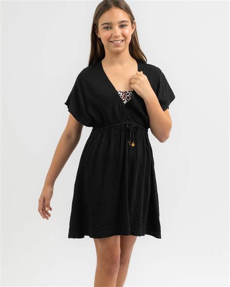 Shop Kaiami Girls Indiana Beach Cover In Black Fast Shipping And Easy