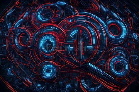 Technology Themed Abstract Background With Blue And Red Lines Creating A Dynamic Pattern High