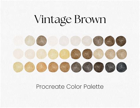 Vintage Brown Procreate Color Palette Procreate Color Palette Brown Color Palette Procreate