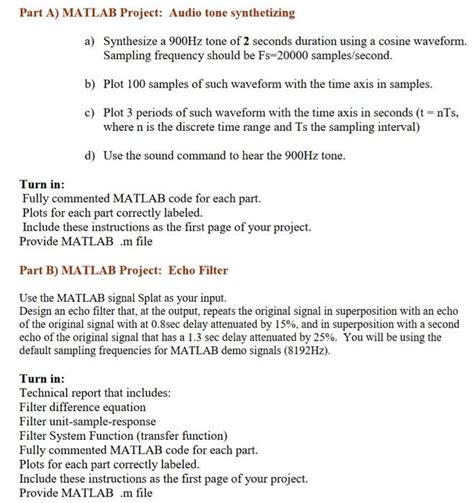 Solved Part A Matlab Project Audio Tone Synthetizing A