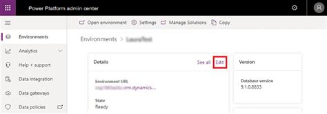 แก้ไขคุณสมบัติของสภาพแวดล้อม Power Platform Microsoft Learn