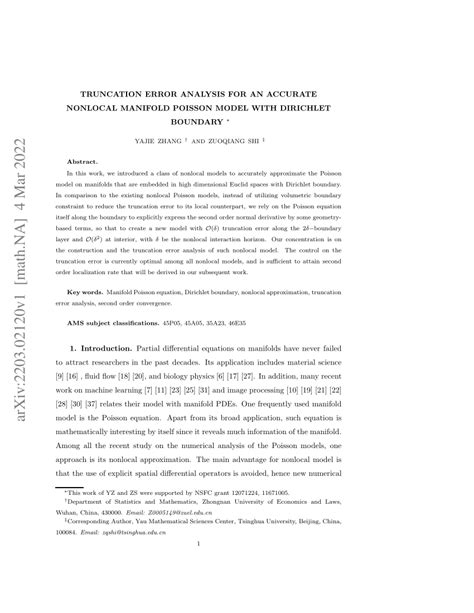 Pdf Truncation Error Analysis For An Accurate Nonlocal Manifold