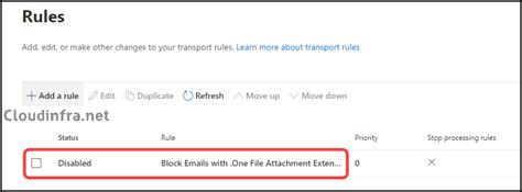 block emails based on file attachment extension in office 365