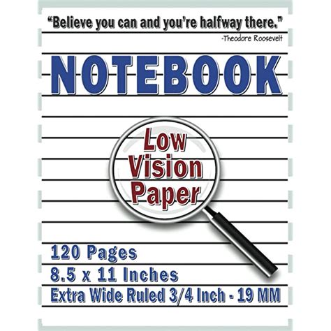 buy low vision notebook extra wide ruled low vision paper bold lines